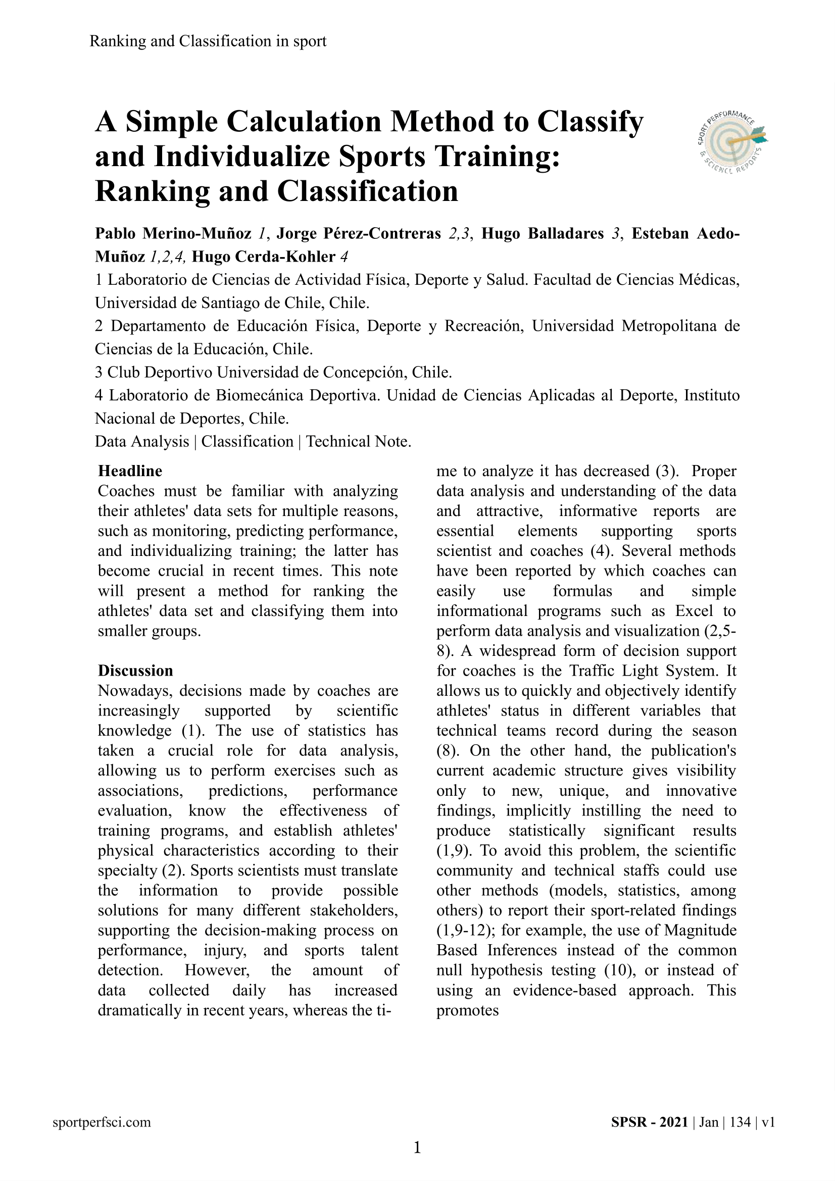 A Simple Calculation Method to Classify and Individualize Sports ...