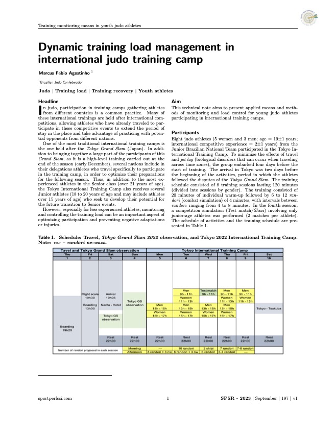 Dynamic training load management in international judo training camp ...