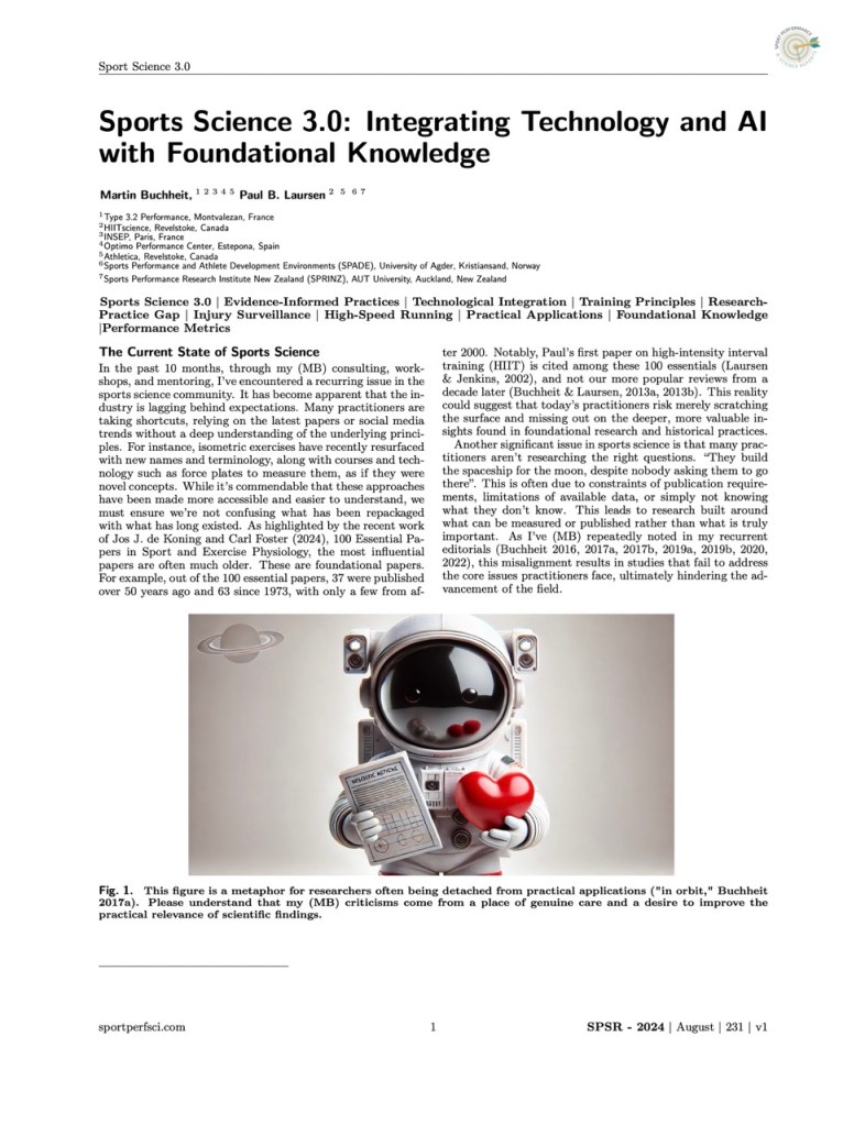 Sports Science 3.0: Integrating Technology and AI with Foundational Knowledge – Sport ...