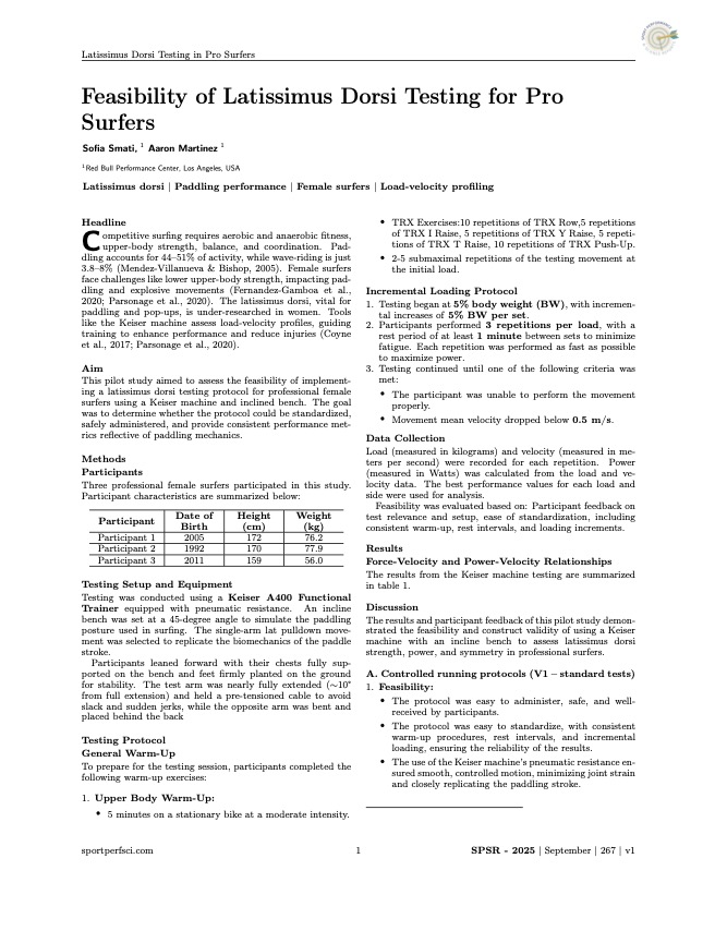 Feasibility of Latissimus Dorsi Testing for Surfers Pro – Sport ...